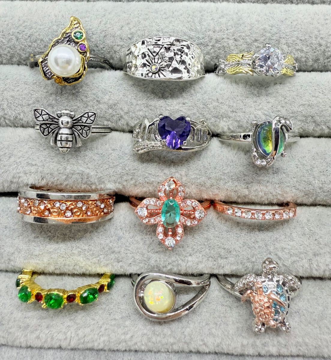 Yahoo!オークション - D254 指輪 リング 天然石 色石 色ガラスなど 925...