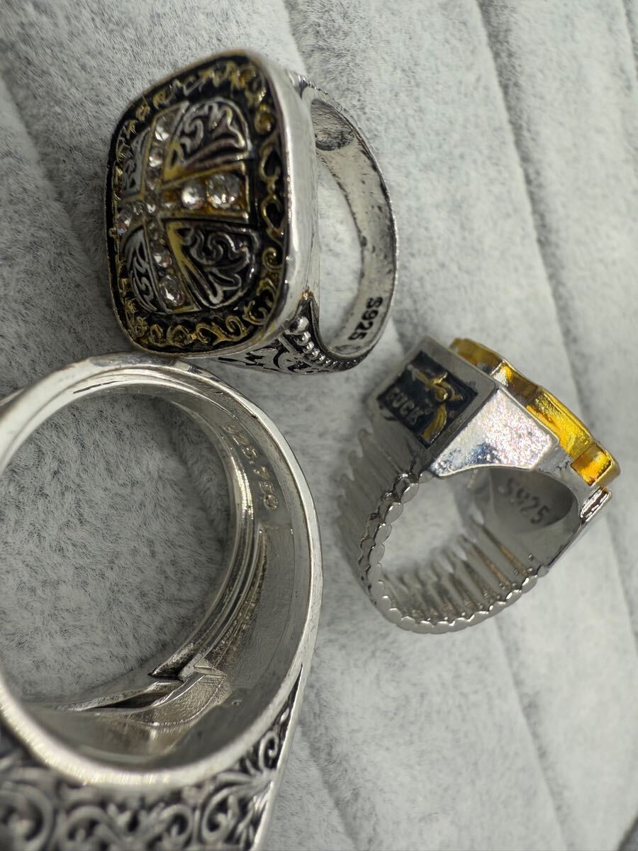 Yahoo!オークション - D167 リング 指輪 シルバー系 925刻印含む 未鑑...