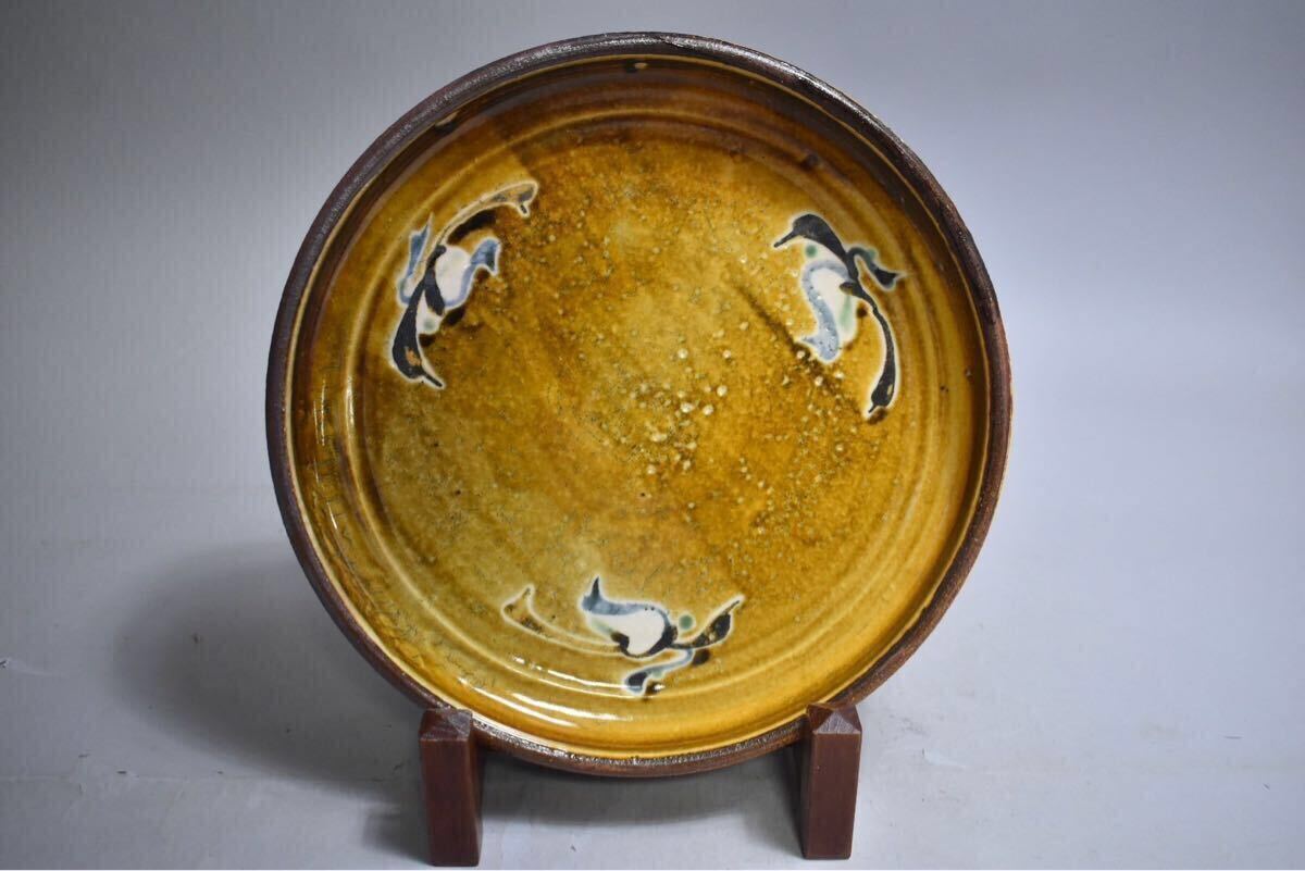 Yahoo!オークション - 【英】A236 河井創太 黄釉抜蝋文鉢 共箱 D34㎝