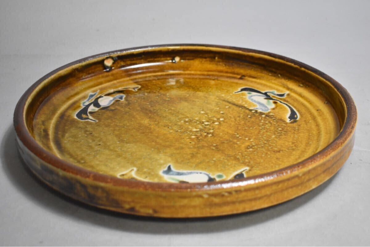 Yahoo!オークション - 【英】A236 河井創太 黄釉抜蝋文鉢 共箱 D34㎝