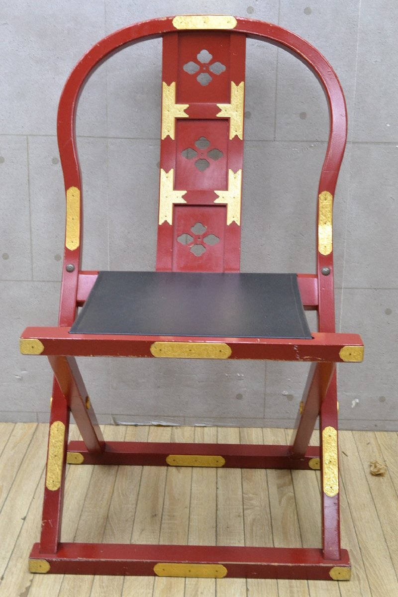 Yahoo!オークション - C1776 曲録椅子 脇導師用椅子 寺院・仏具・朱塗...