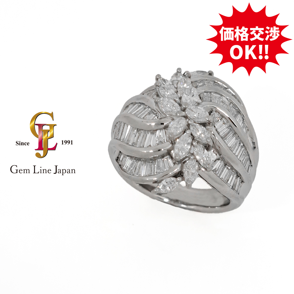 Yahoo!オークション - Pt900 ダイヤモンド 0.85ct 脇石 2.15ct トータ...