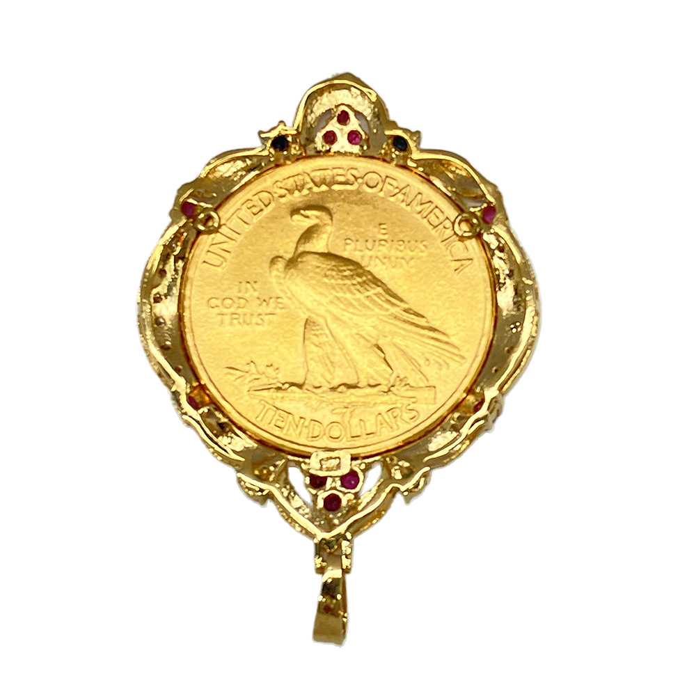 Yahoo!オークション - K21.6 K18 ヤング インディアン イーグル 10ドル...