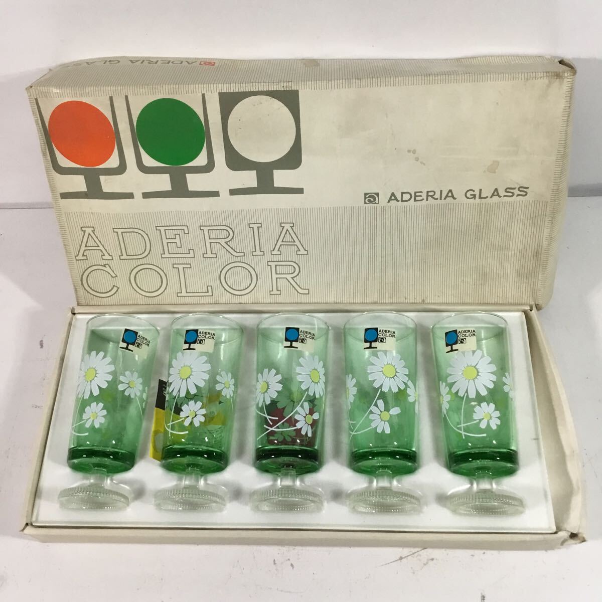ガラスコップ グラス グリーン 緑 花柄 アデリアADERIA COLOR GLASS 食器 ガラス 陶器 昭和レトロ ポップ 脚付き 足付き TS1D9(グラス、デカンタ)｜売買された ...