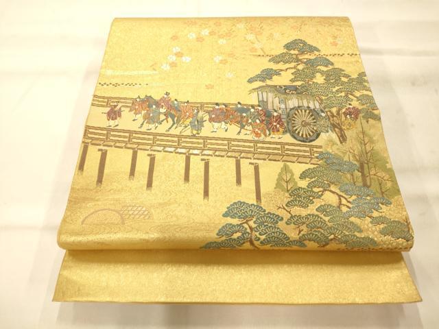 Yahoo!オークション - 平和屋着物 六通太鼓柄袋帯 人物風景文 本金箔 ...