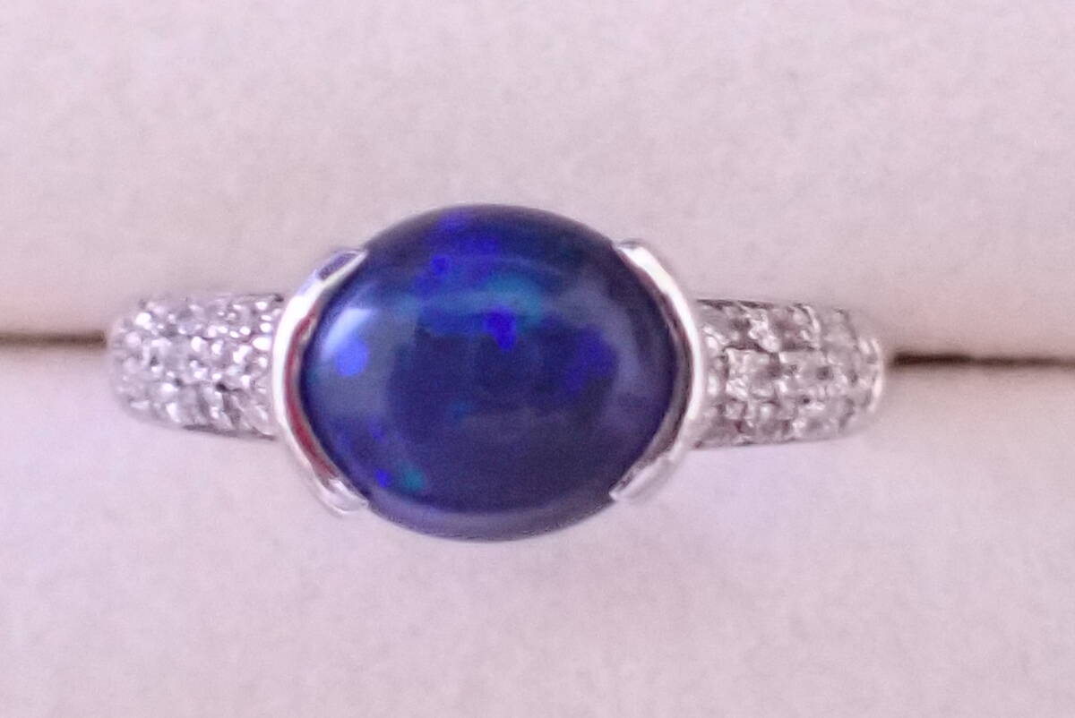 Yahoo!オークション - ブラックオパール 指輪 2.26ct ダイヤ0.14ct 10....