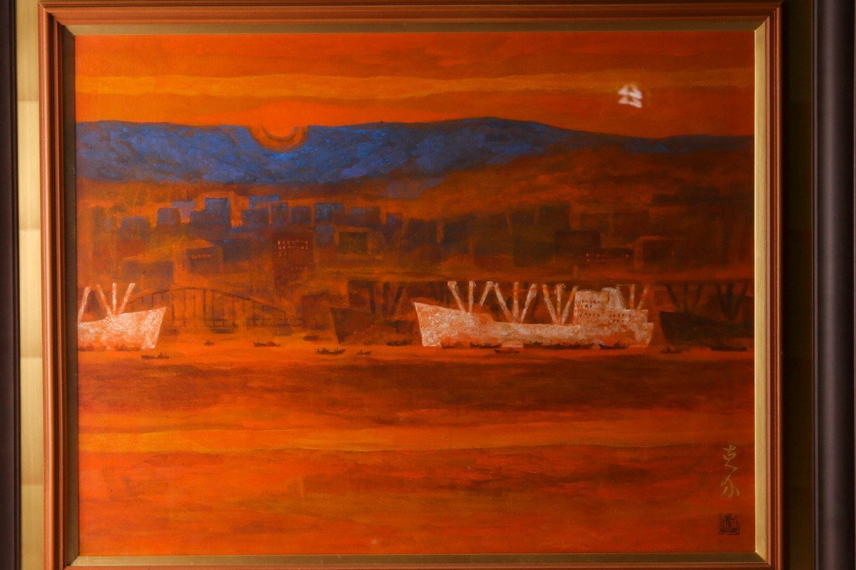 Yahoo!オークション - 【SAG】坂根克介 幅71cm『神戸港』肉筆 日本画 ...