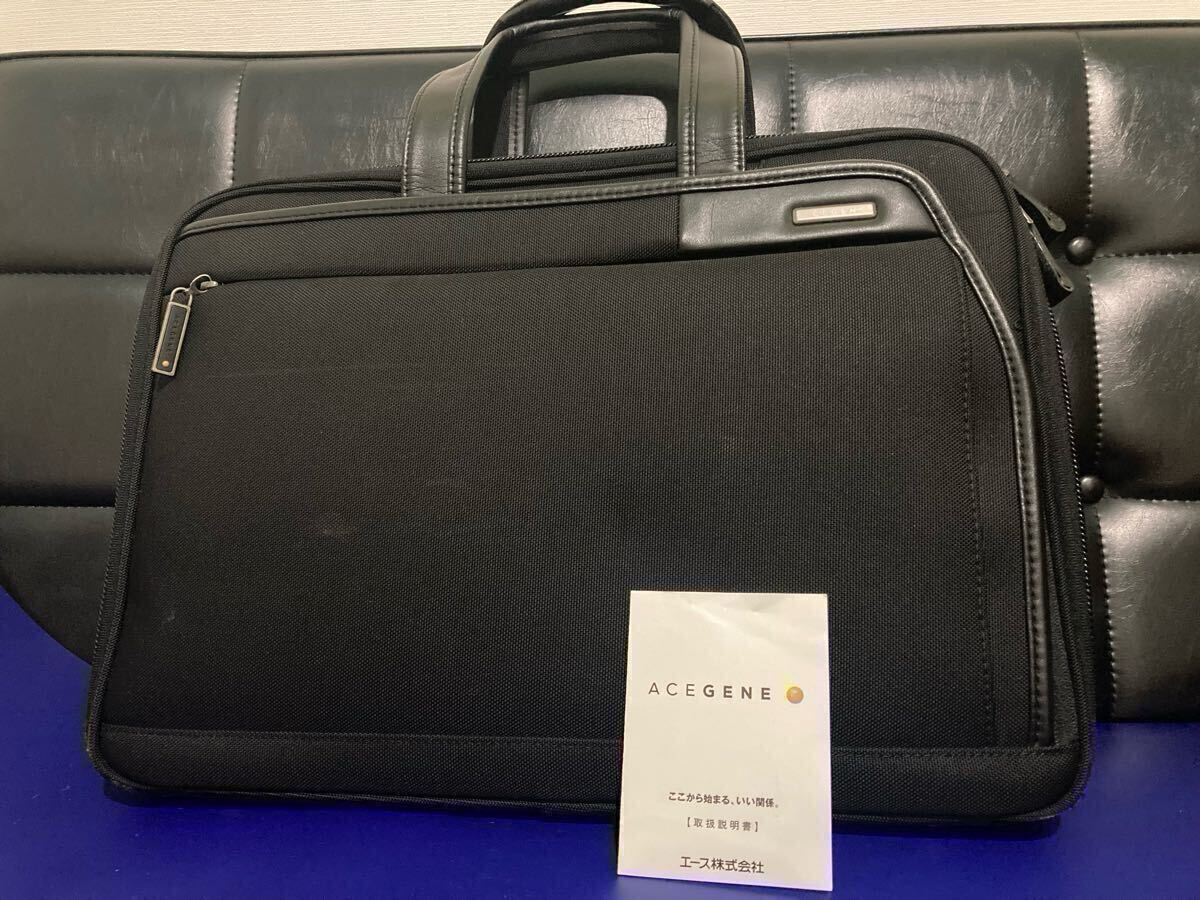 ACE GENE LABEL エースジーン 拡張機能あり ビジネスバッグ ブラック ブリーフケース A4書類 13インチPC 15インチPC収納 ビジネス 大容量(ブリーフケース、書類かばん ...