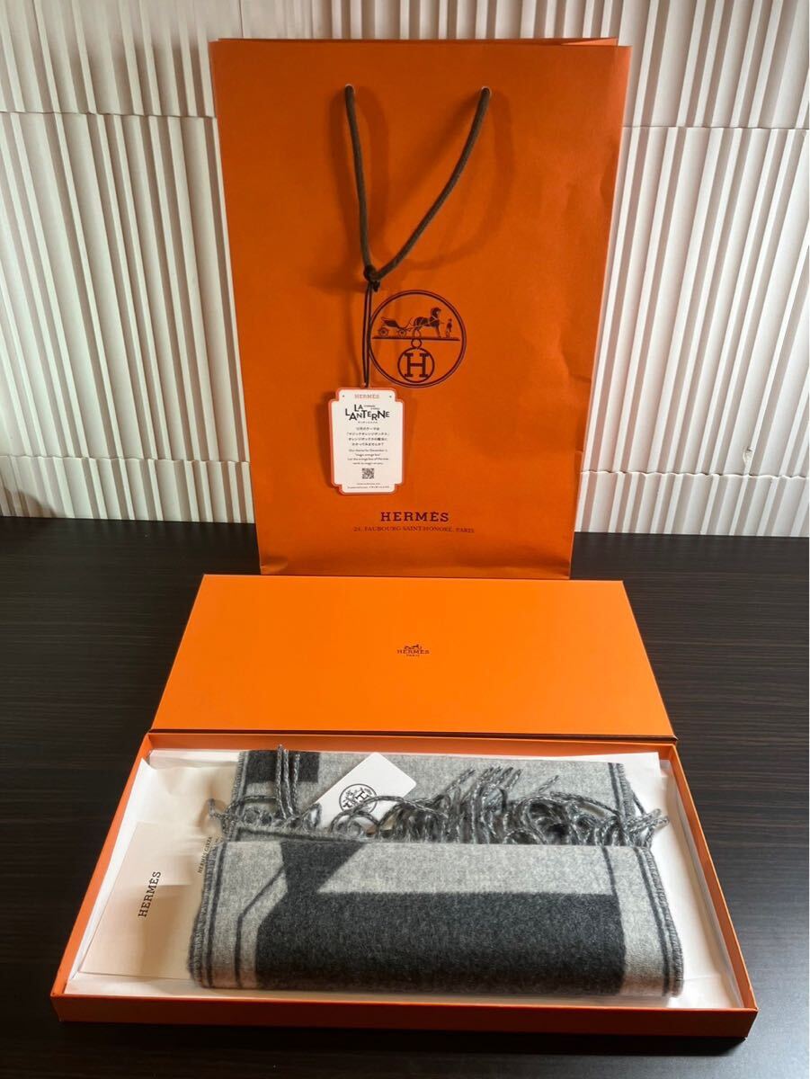 Yahoo!オークション - E/403 新品 エルメス カシミア マフラー 長さ170...