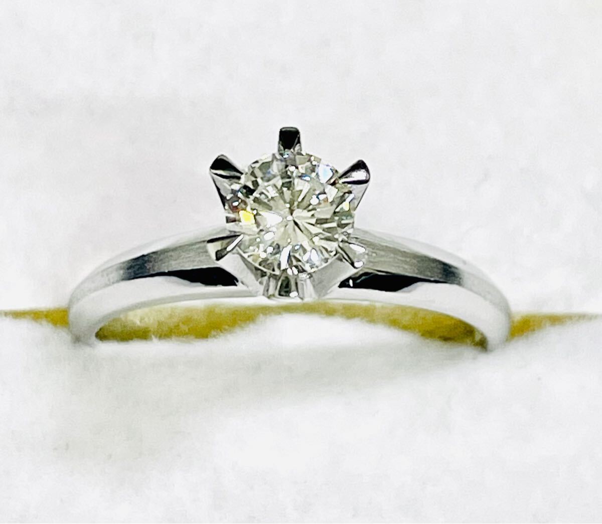 Yahoo!オークション - Pt900 ダイヤ0.46ct付き立爪リング 13.5号