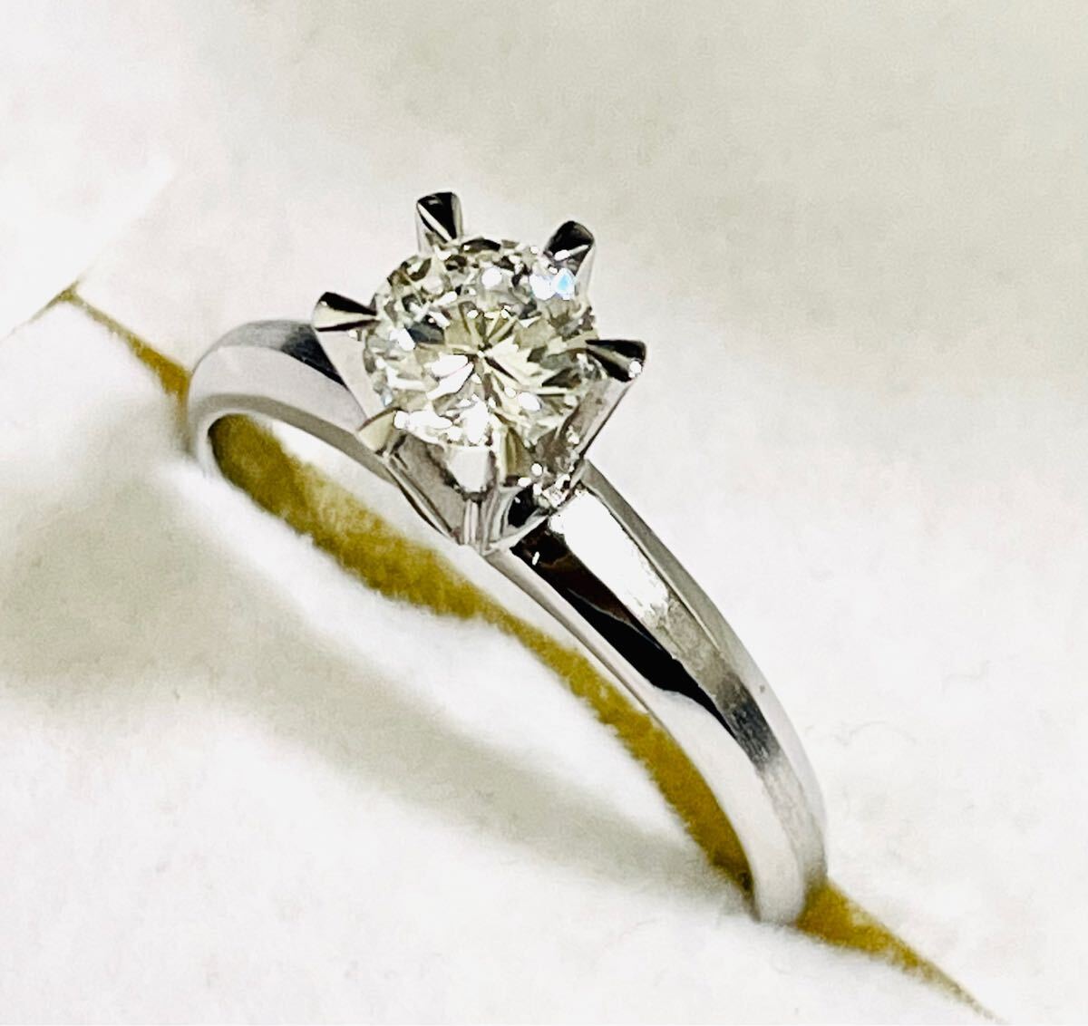 Yahoo!オークション - Pt900 ダイヤ0.46ct付き立爪リング 13.5号