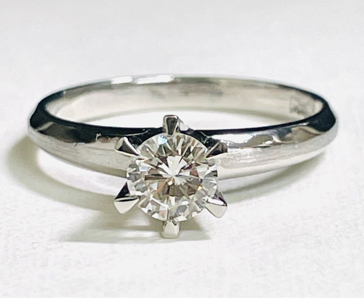 Yahoo!オークション - Pt900 ダイヤ0.46ct付き立爪リング 13.5号