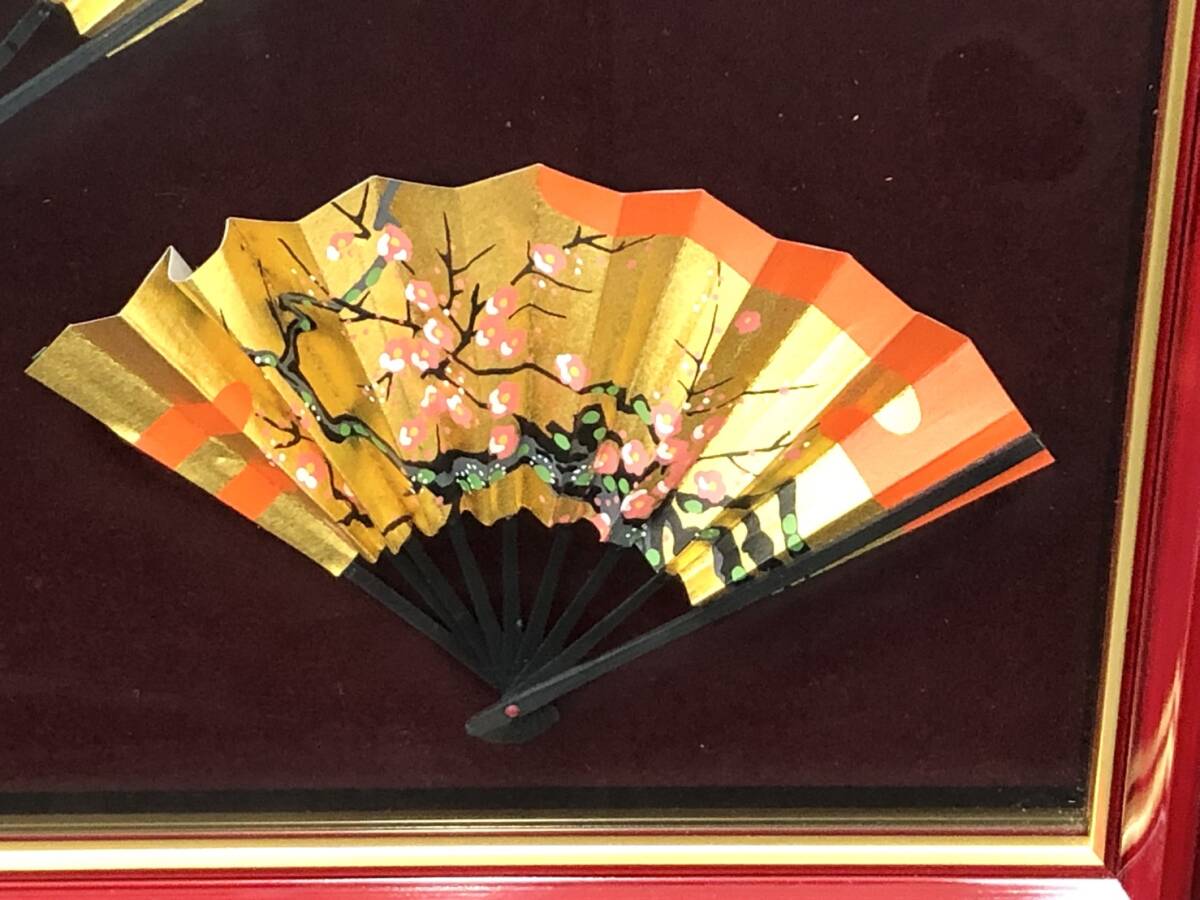 Yahoo!オークション - 8685 金色扇子 額縁入り 縁起物 センス 松竹梅 ...