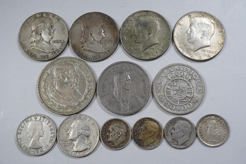 Yahoo!オークション - 1円~【a155】外国銀貨まとめて13枚 メキシコ/ポ...