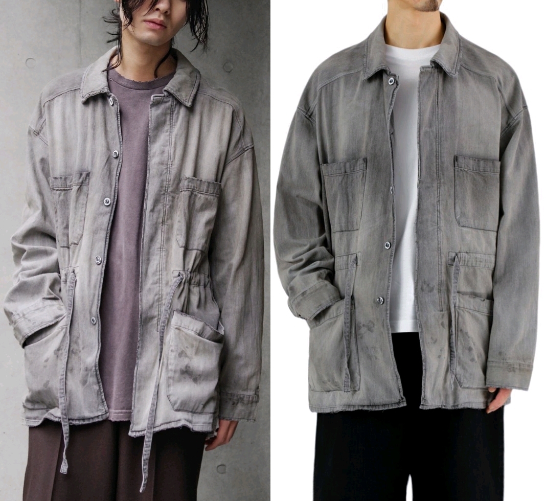 新品 24AW ANCELLM AGING DENIM SHIRT JACKET ANC-SH42-A BLACK 新品 24AW ANCELLM AGING DENIM SHIRT JACKET ANC-SH42-A BLACK