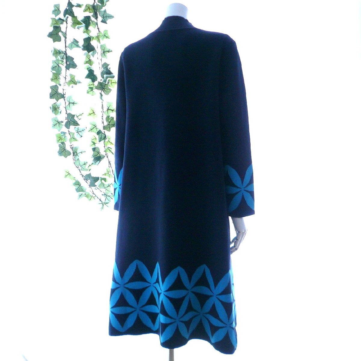 Yahoo!オークション - 新品 9319 LL 大きな花柄 ニット ワンピース 秋 ...