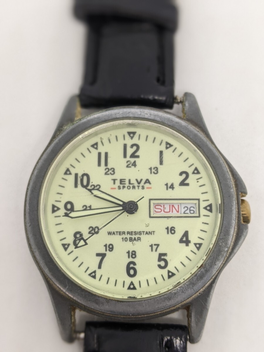 TELVA TEV-2278 テルバ アナログ腕時計 クォーツ デイト カレンダー付き ケース錆びつきあり 電池 革バンド 交換済 品 88 36(3針（時、分、秒）)｜売買されたオークション ...