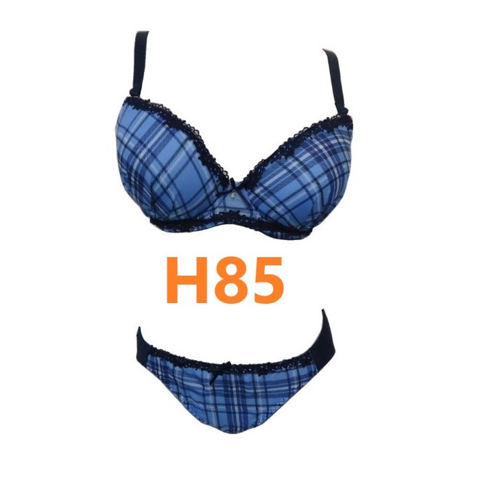 Yahoo!オークション - H85/LL・ネイビー ブラジャー＆ショーツ チェッ...