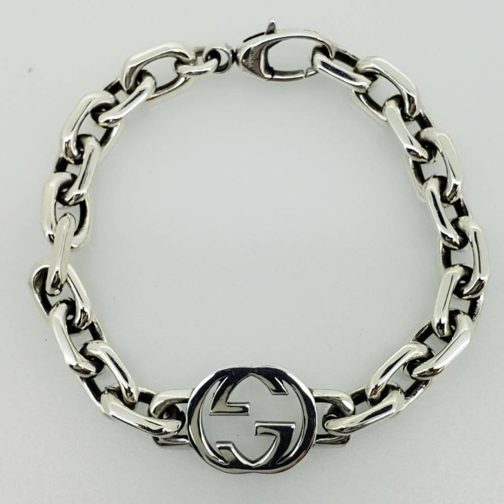 24柏/C014106-1/TY15000/M023-512/ GUCCI ブレスレット 仕上げ済み グッチ Ag 925 GG チェーンブレスレット アクセサリー 箱付き(ブレスレット ...