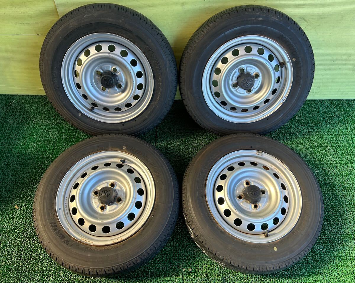 155/80R14 88/86N LT ノーマル ブリヂストンV600 4本セット 刻印AL 4穴 PCD100 ET+39 14×5J ハブ54mmプロボックス夏用タイヤ(ラジアルタイヤ ...