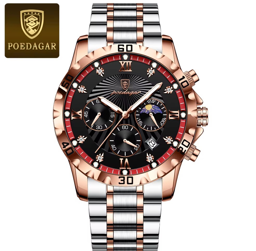 Yahoo!オークション - POEDAGAR 3ATM防水 腕時計 クロノグラフ クォー...