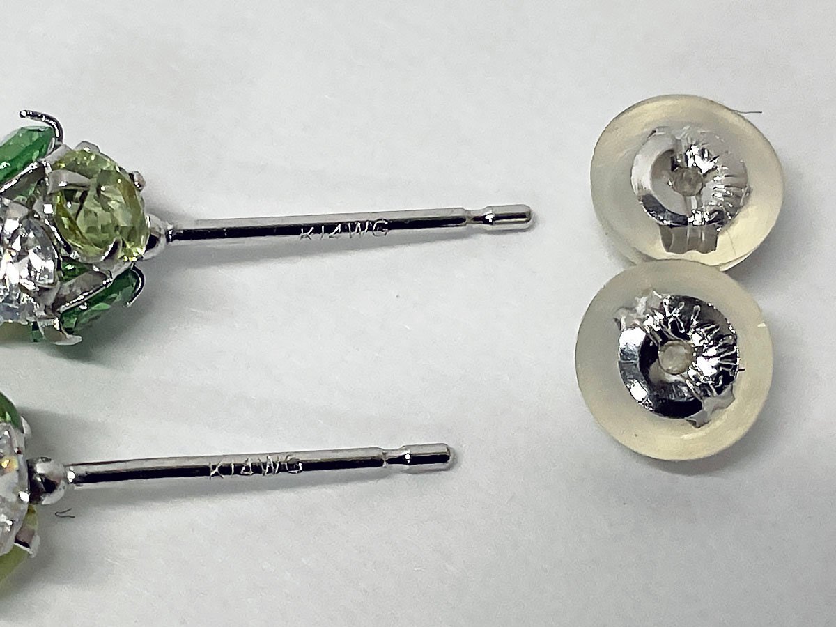 Yahoo!オークション - 美品 K14WG マルチカラーストーン スタッドピア...