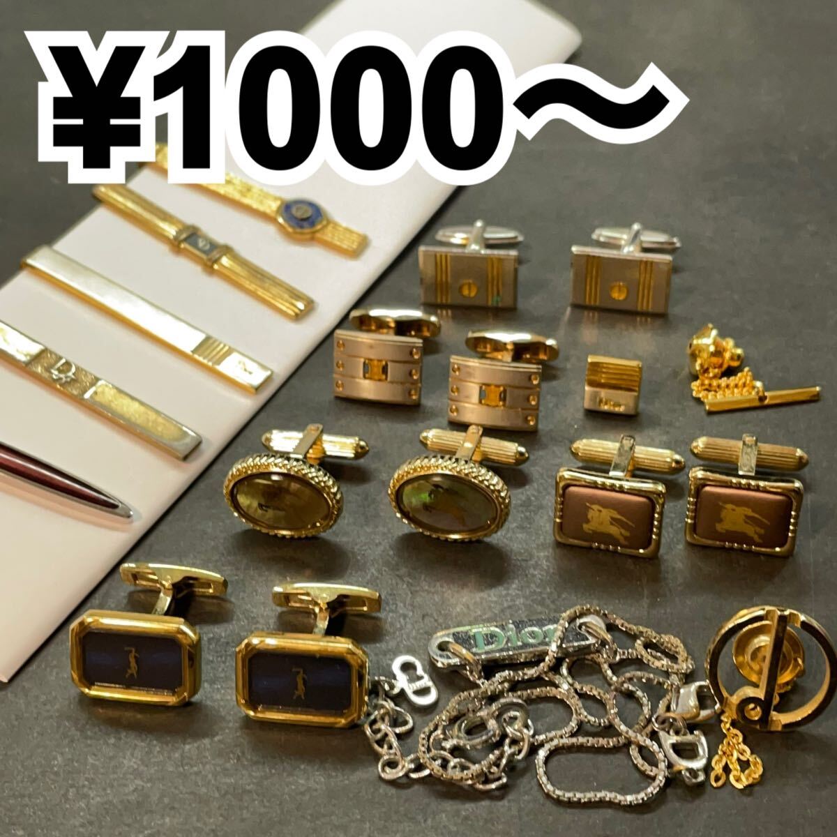 Yahoo!オークション - 1000円〜 v34 大量 ブランドネクタイピン カフス...