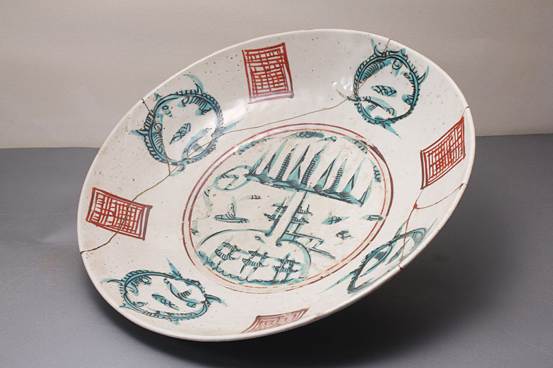 Yahoo!オークション - 【中国古陶磁】南京赤絵大皿/n346