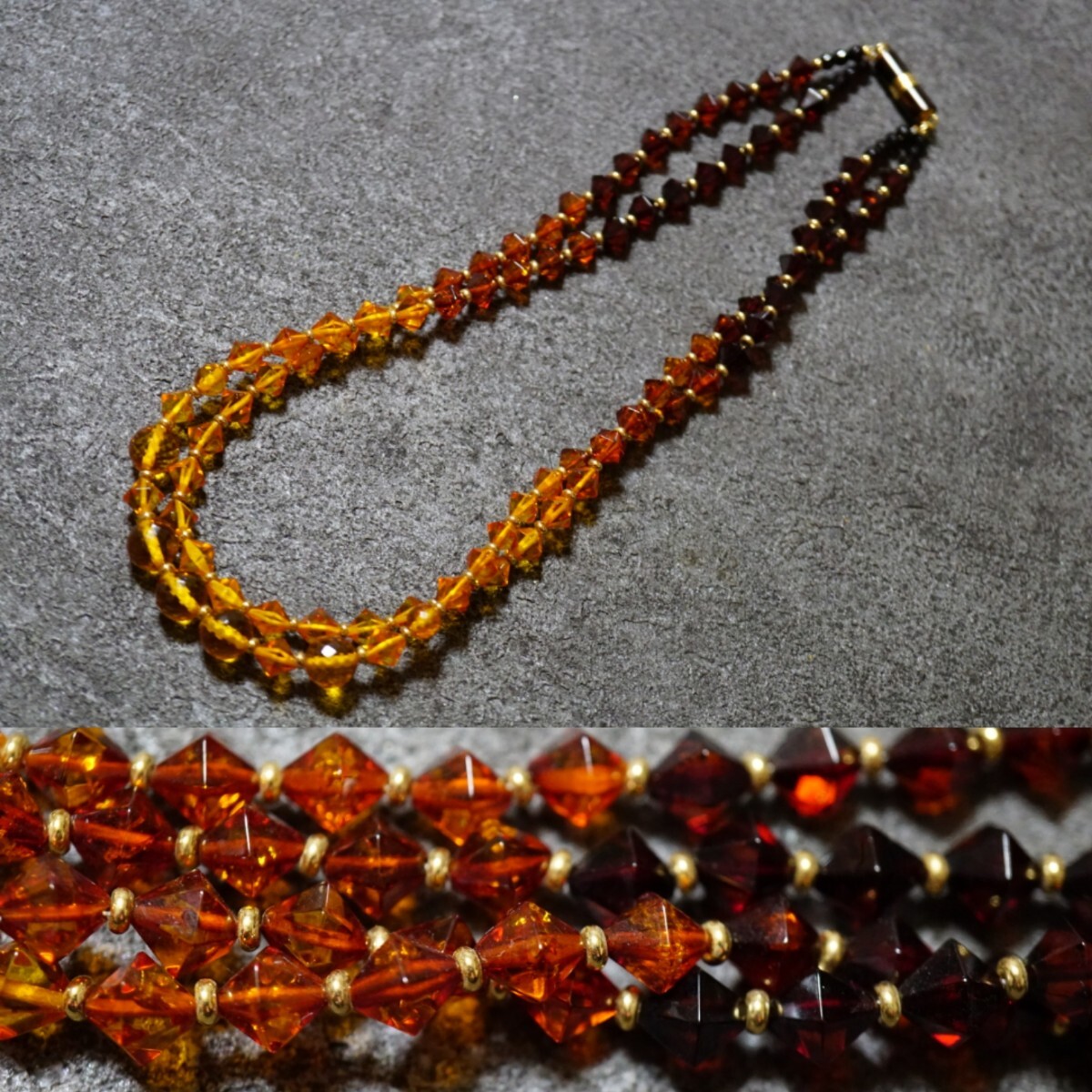 Yahoo!オークション - x49 天然琥珀 アンバー コハク ネックレス ヴィ...