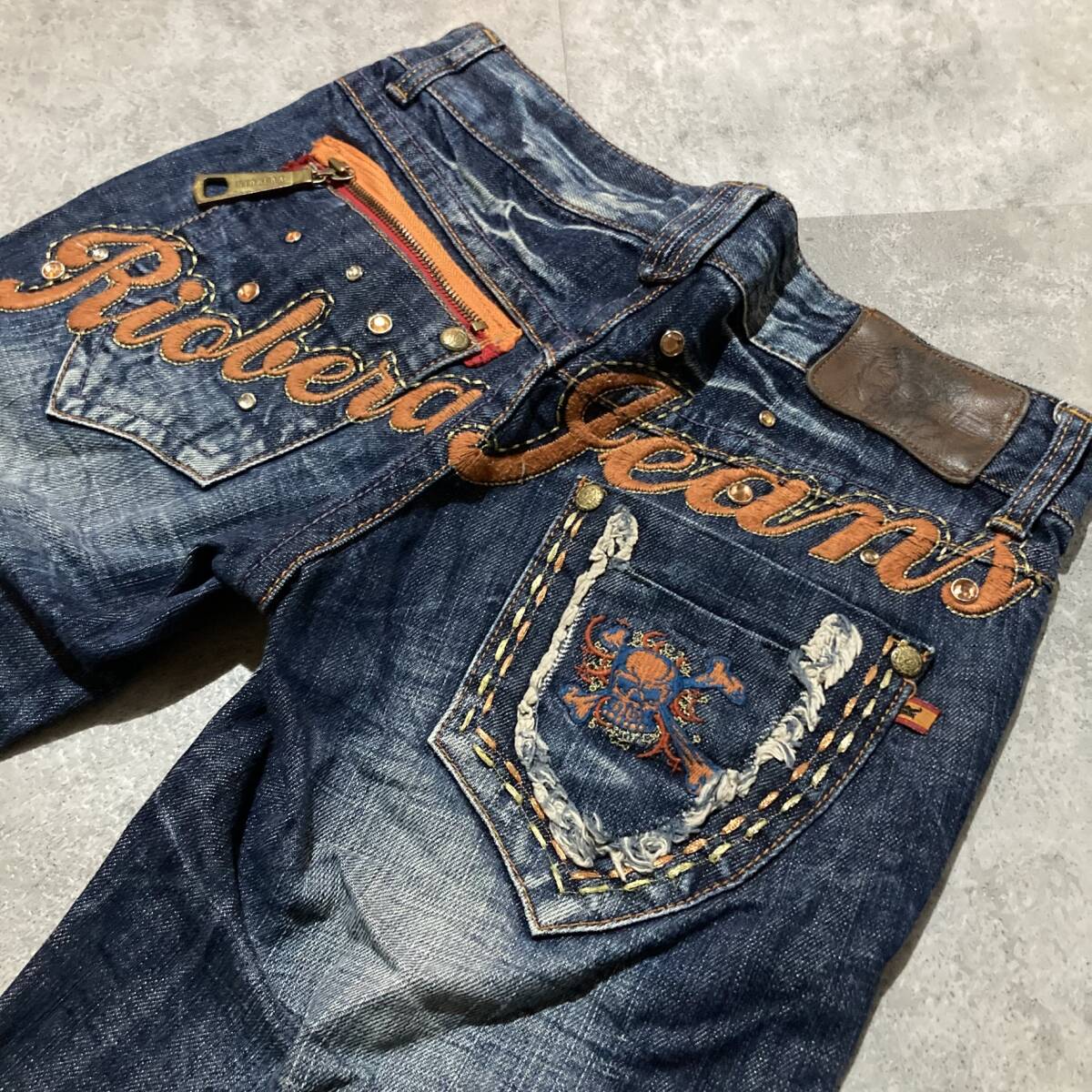 Yahoo!オークション - 【RIOBERA】リオベラ デザインフレアデニムパン...