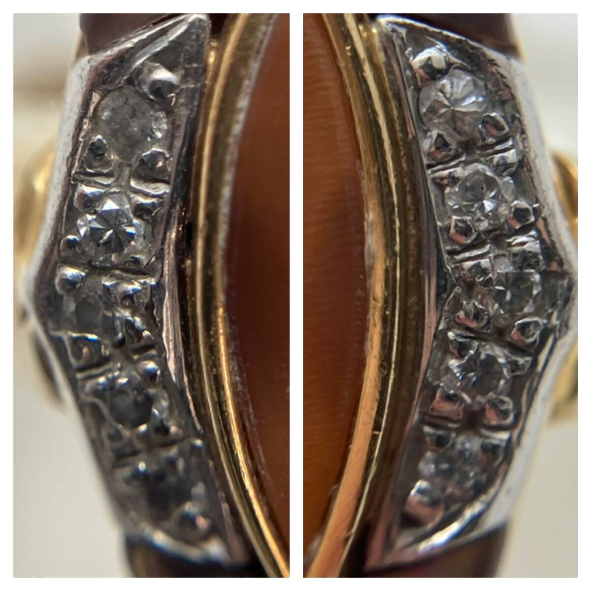 Yahoo!オークション - Pt900／K18 カメオ 黒蝶貝 12号 D0.12ct