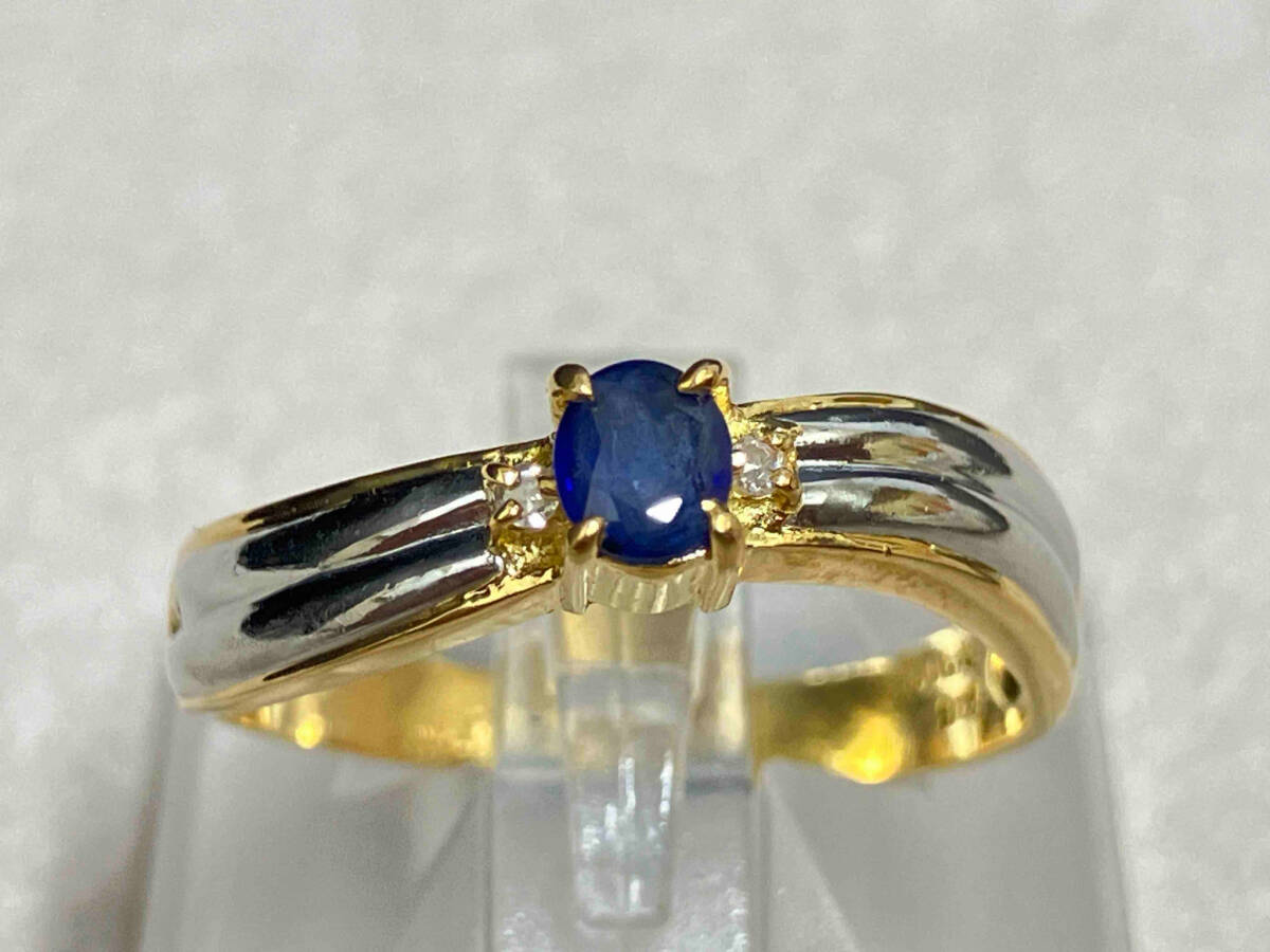 Yahoo!オークション - Pt900／K18／青石／13号／デザインリング／指輪...