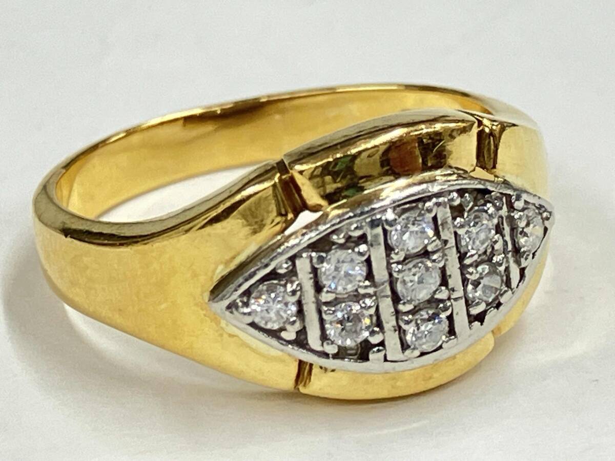 Yahoo!オークション - K18 Pt900 #13 5.0g CS0.17ct デザインリング コ...