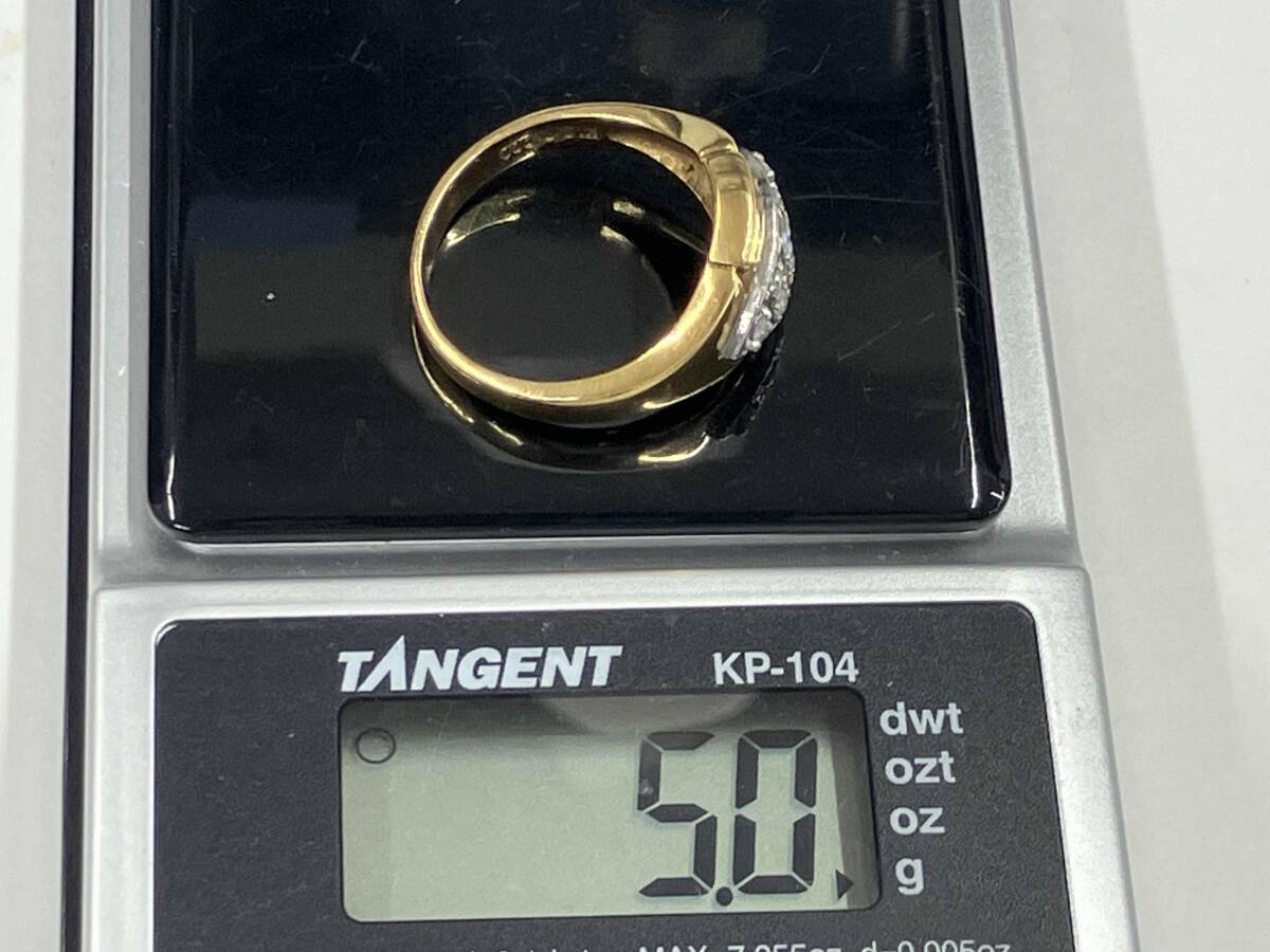 Yahoo!オークション - K18 Pt900 #13 5.0g CS0.17ct デザインリング コ...