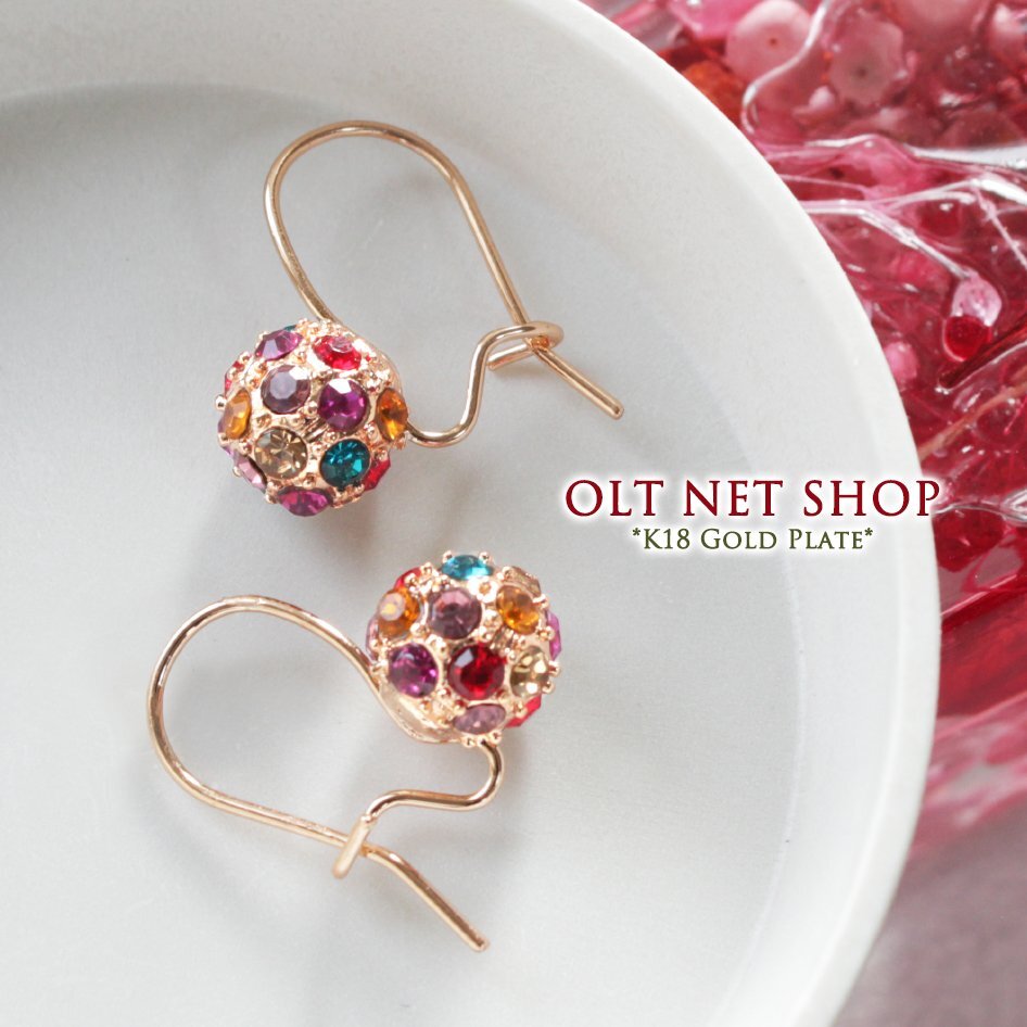 Yahoo!オークション - 新品/ピアス/K18GP/レディース/ミラーボール/マ...