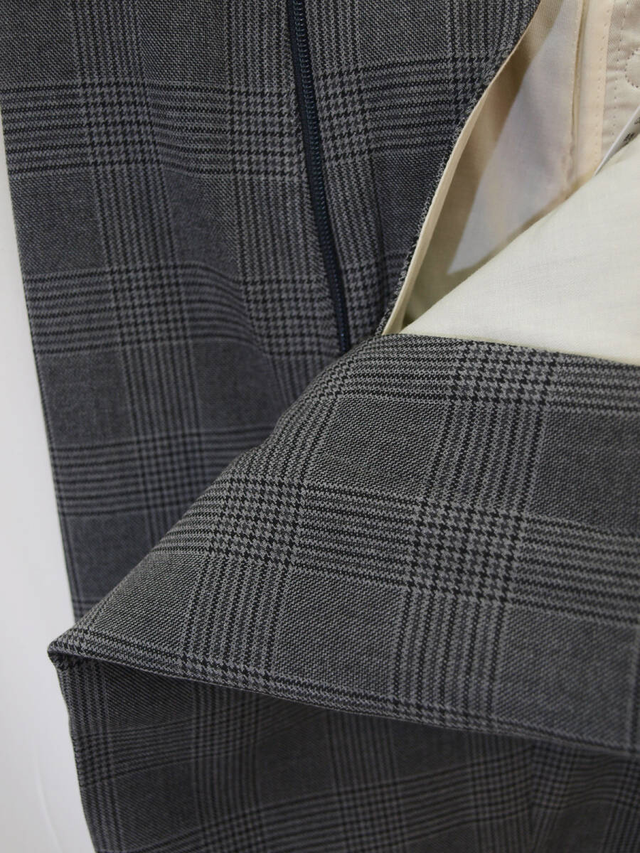 Yahoo!オークション - 秋冬W85グレーグレンチェック/ストレッチ暖か機...