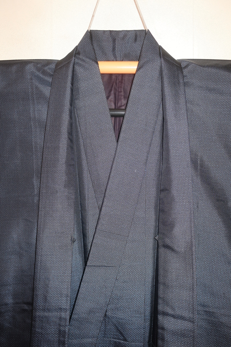 Yahoo!オークション - 壱火0479 本絹泥藍村山大島紬男着物羽織 裄69丈1...