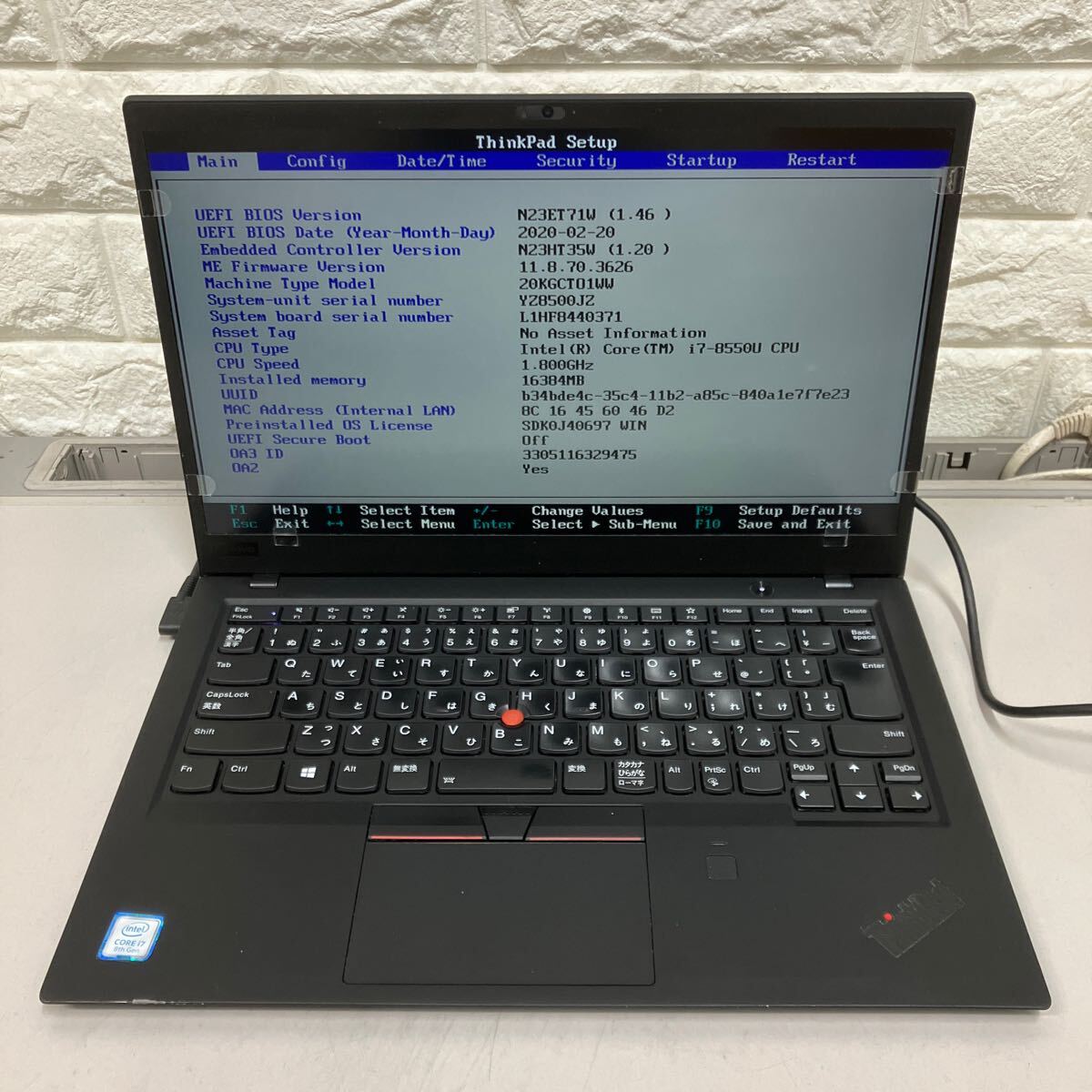Yahoo!オークション - D121 Lenovo ThinkPad X1carbon Core i7 8550U ...