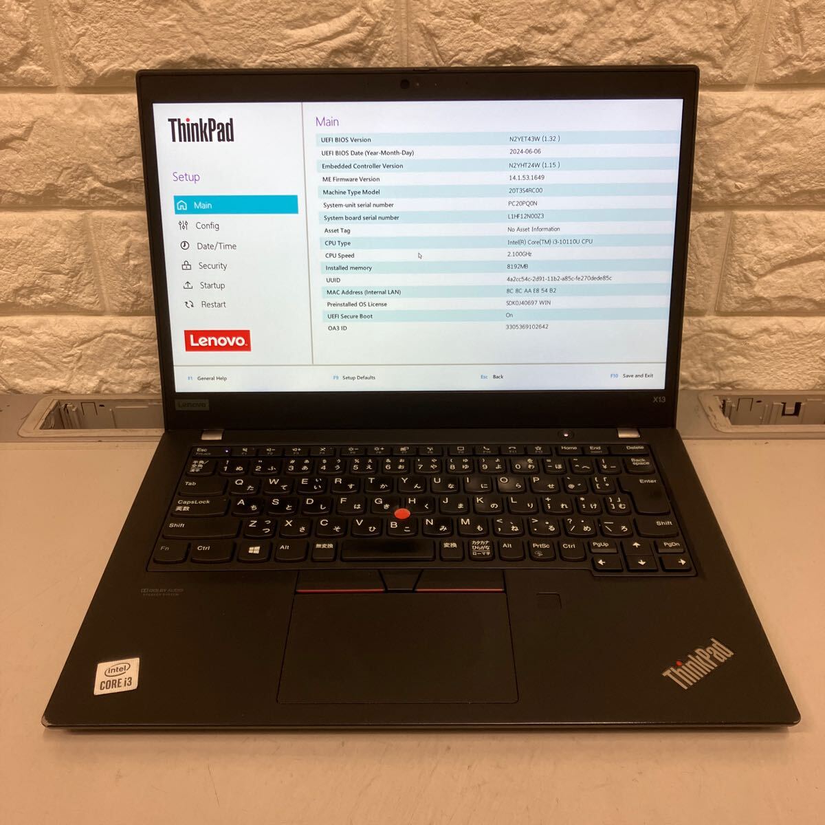 Yahoo!オークション - D125 Lenovo ThinkPad X13 Core i3 10110U メモ...