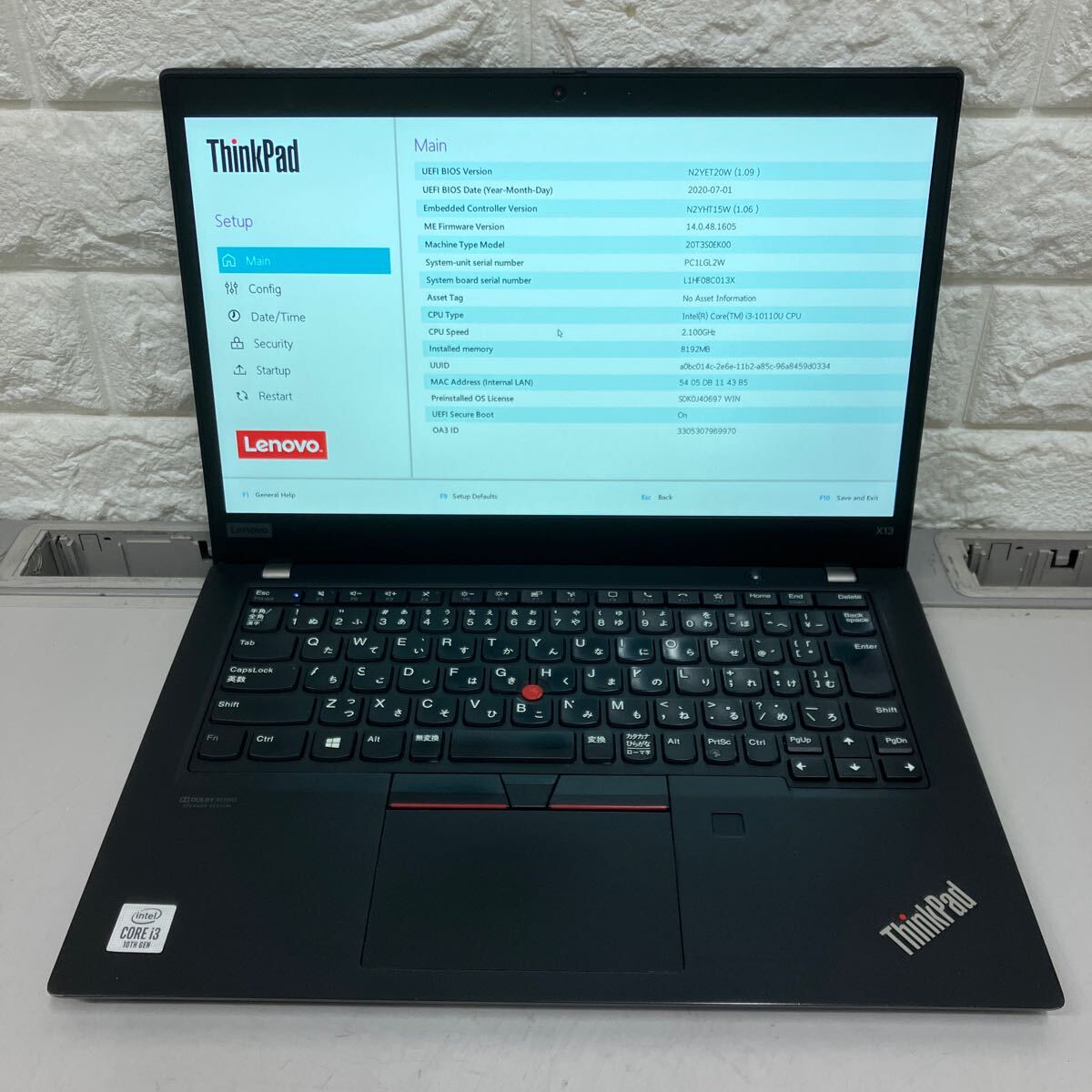 Yahoo!オークション - D135 Lenovo ThinkPad X13 Core i3 10110U メモ...