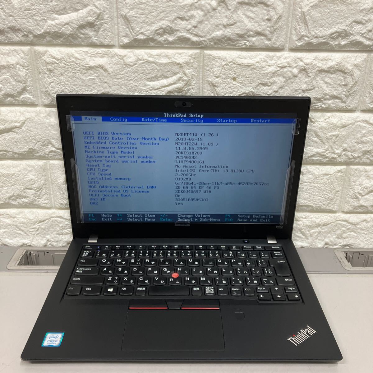 Yahoo!オークション - H106 Lenovo ThinkPad X280 Core i3 8130U メモ...