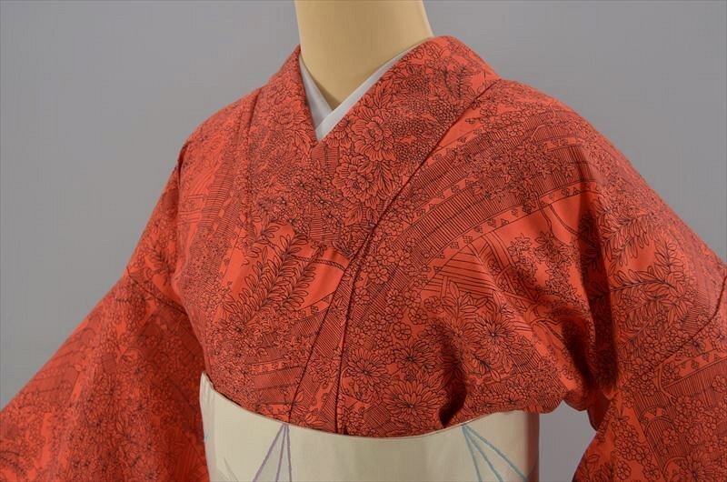 Yahoo オークション まいど家 E0 11 70 小花に時代風景模様 小紋着
