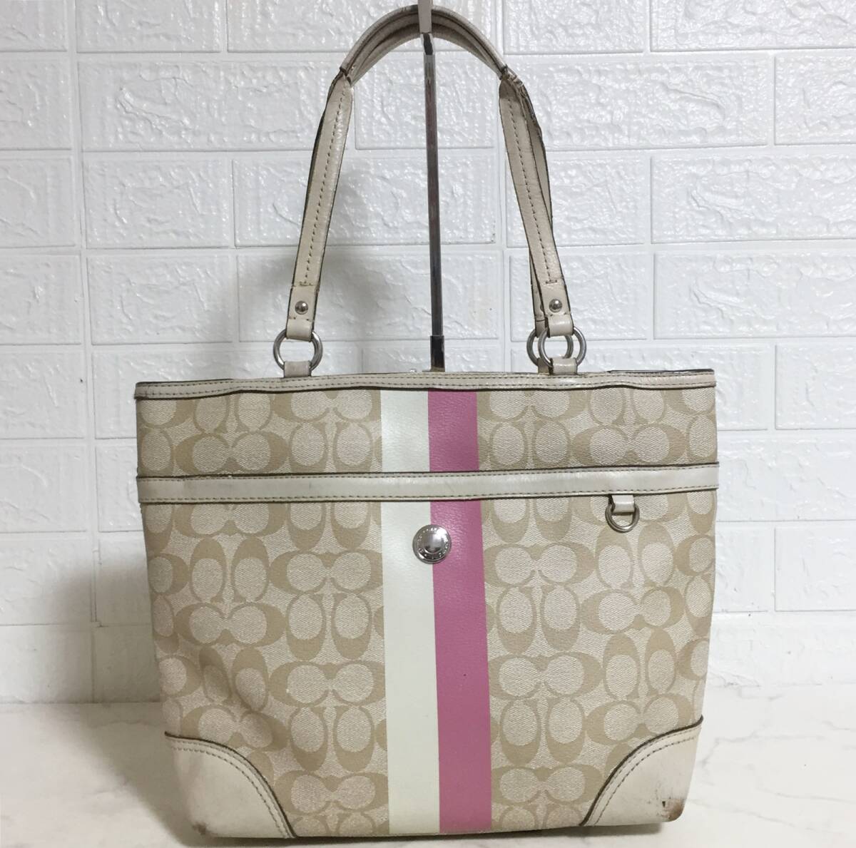 Yahoo!オークション - no30847 COACH コーチ F14477 レザー PVC シグネ...