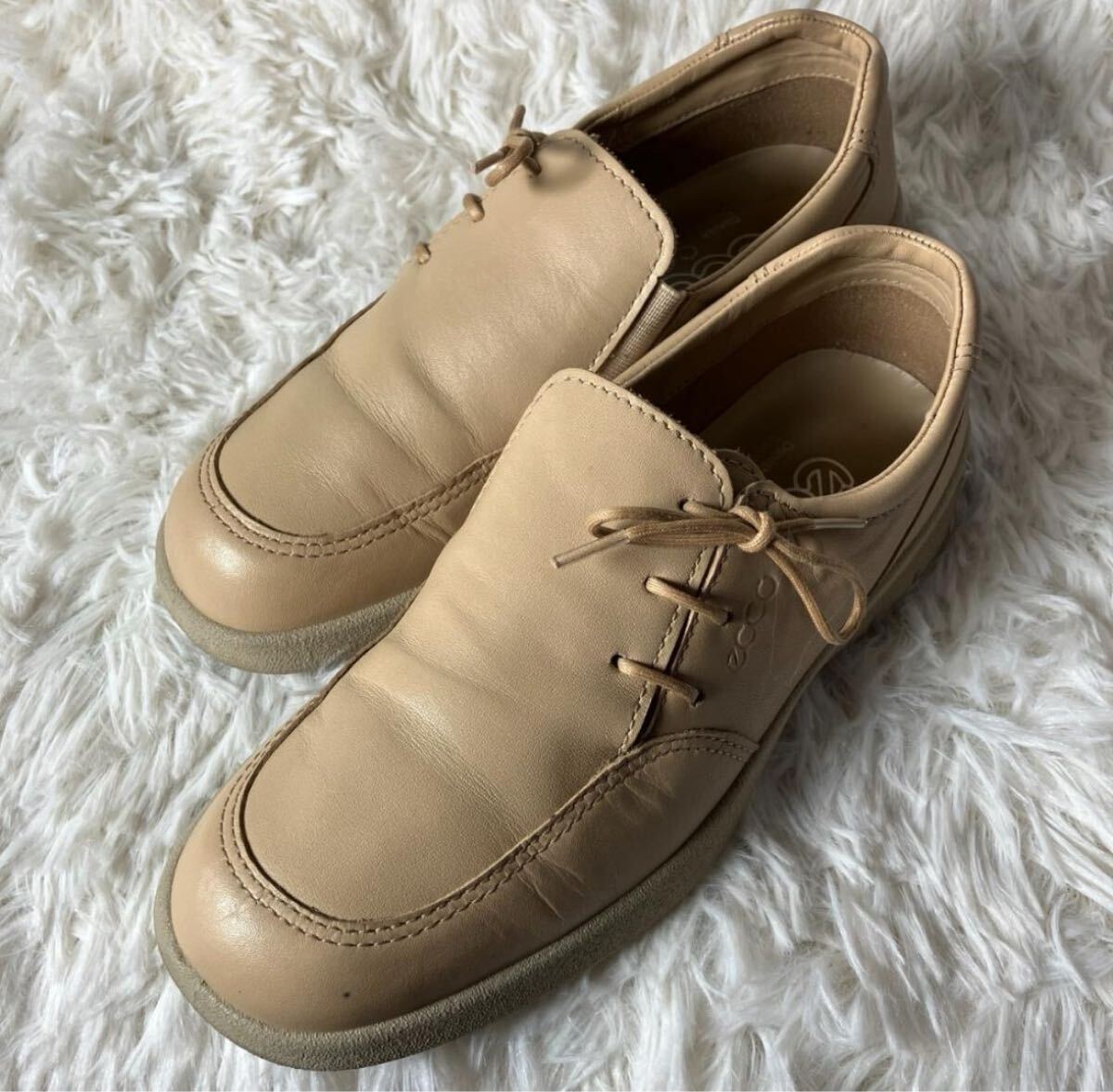 Yahoo!オークション - 【アパレル】 美品 ecco soft エコー レザースニ...