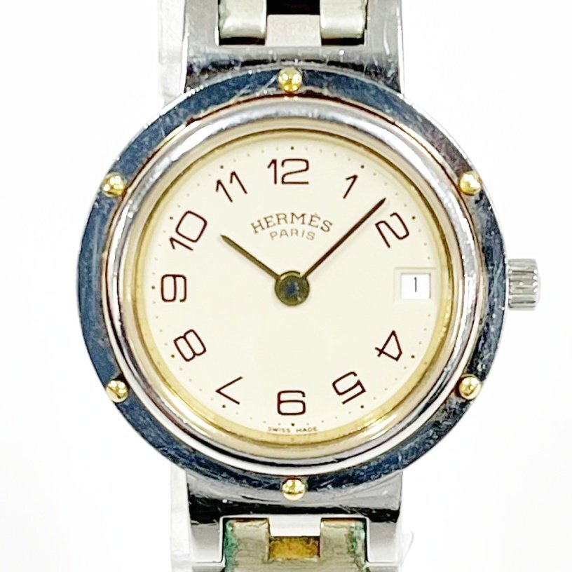 1円スタート HERMES エルメス クリッパー デイト GP×SS アイボリー文字盤 クオーツ レディース腕時計 ジャンク 345163(クリッパー)｜売買されたオークション情報、yahoo ...
