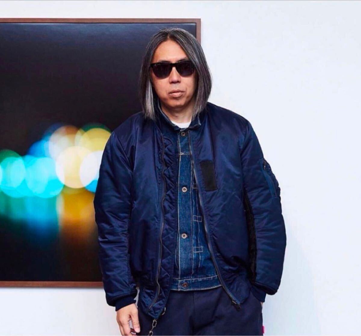 Yahoo!オークション - SEQUEL MA-1 藤原ヒロシ FRAGMENT ネイビー L フ...