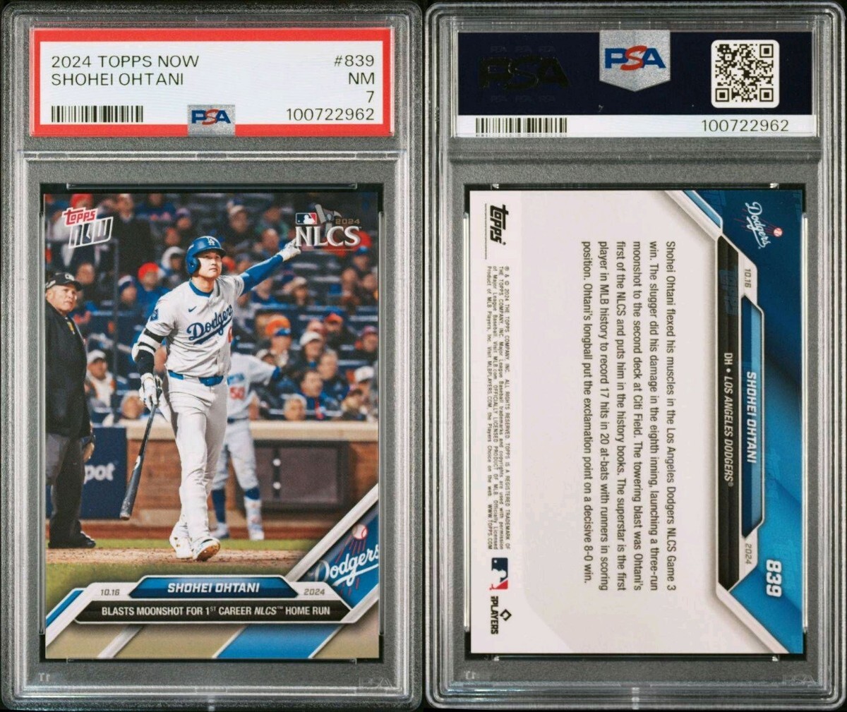 Yahoo!オークション - 【PSA7】TOPPS NOW #839 大谷翔平 ドジャース 50...