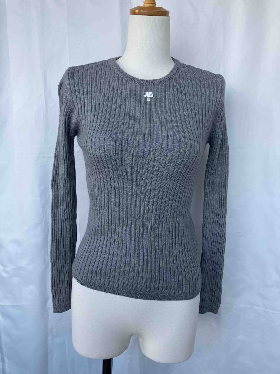 Yahoo!オークション - courreges クレージュ リヴ編みニット サイズ38