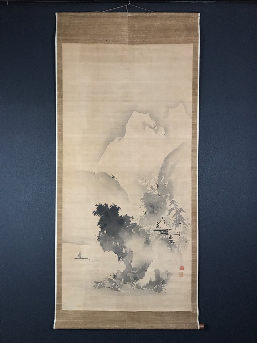 模写】【一灯】ia5166〈弄月斎蒼溟〉大幅 雪中山水図 浮世絵師 模写】【一灯】ia5166〈弄月斎蒼溟〉大幅 雪中山水図 浮世絵師