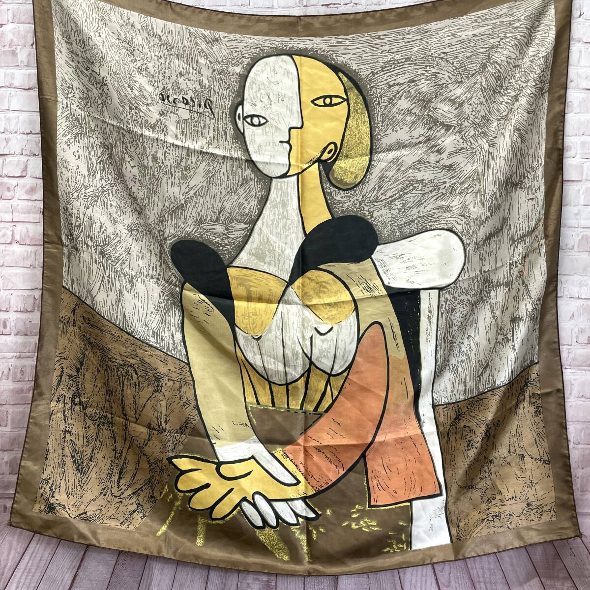 Yahoo!オークション - picaso ピカソ 大判 スカーフ バンダナ ブラウン...